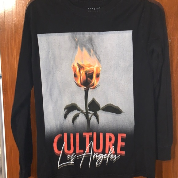 popular posion | Shirts | Popular Poison Long Sleeve Flaming Rose ...